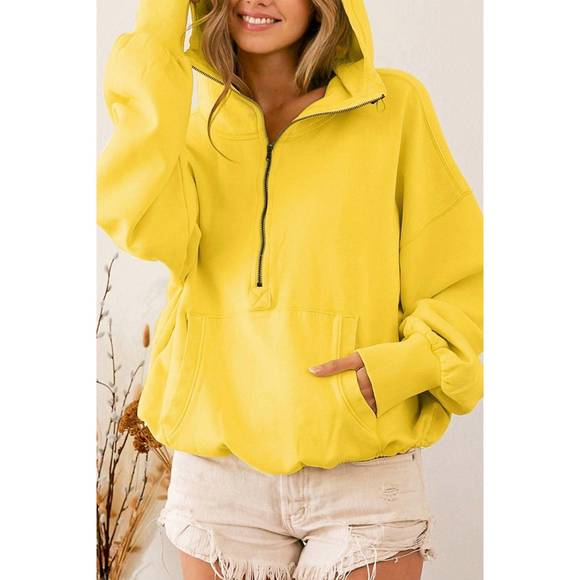 BiBi | Tops | New Bibi Half Zip Hoodie In Lemon | Poshmark